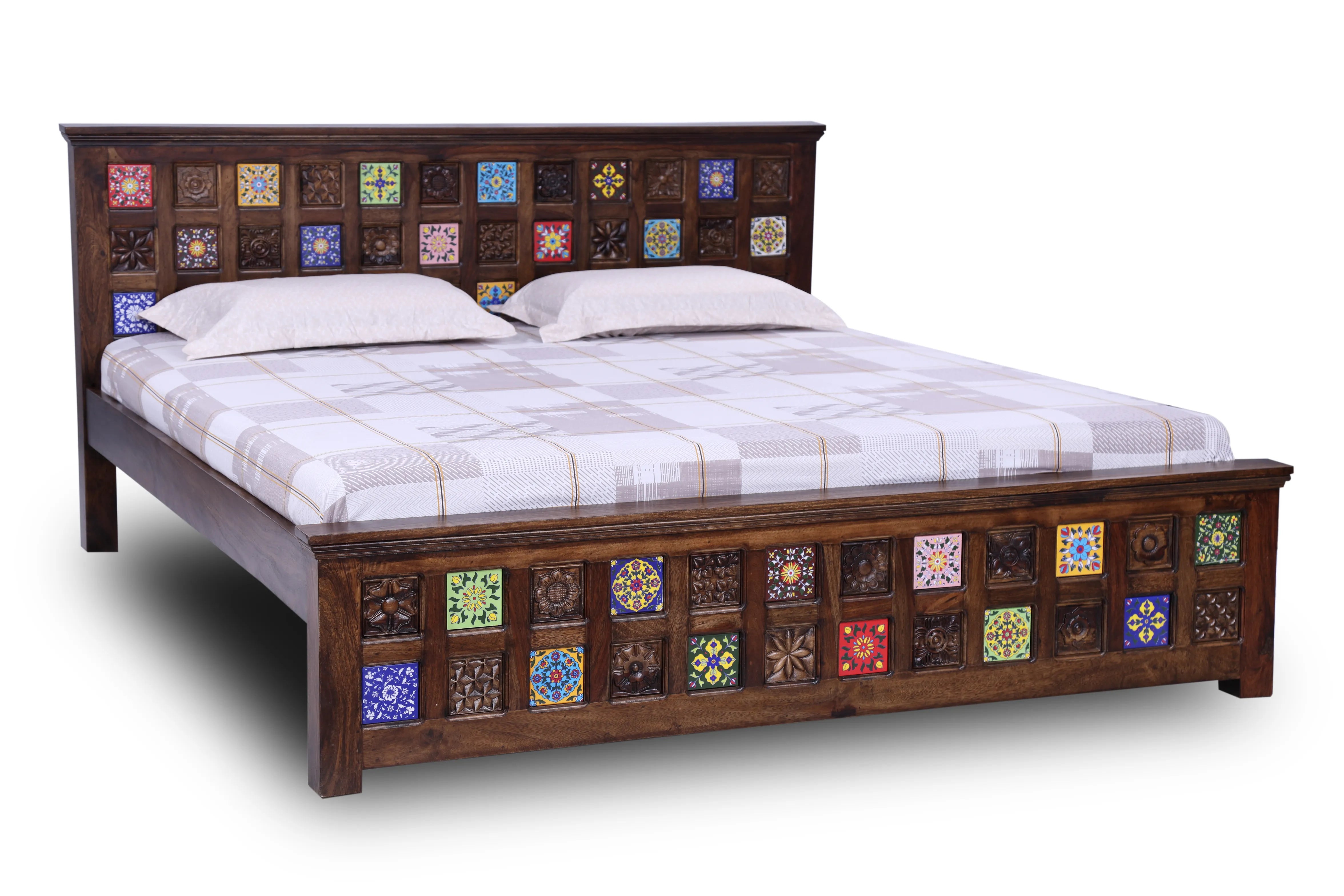 Tile Carving King cot – Woodpecker Furniture